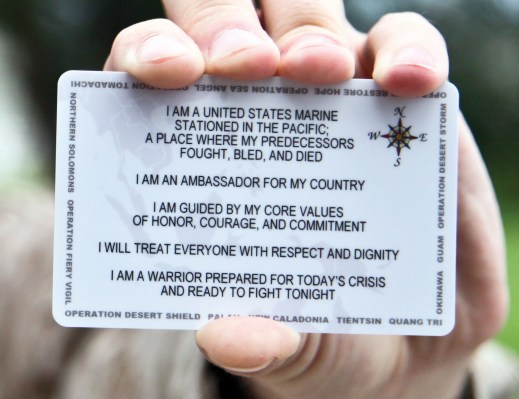 Marines Issue Cards Reminding Troops in the Pacific of Core Values ...